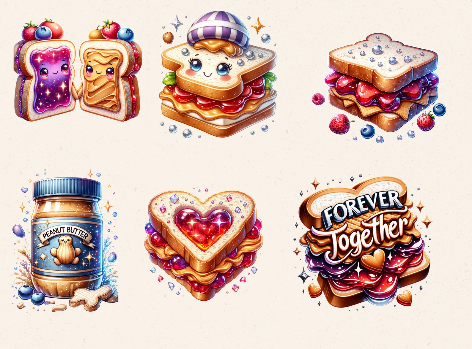 Peanut Butter Jelly Sandwich Clipart, Kids Party Designs (digital ...
