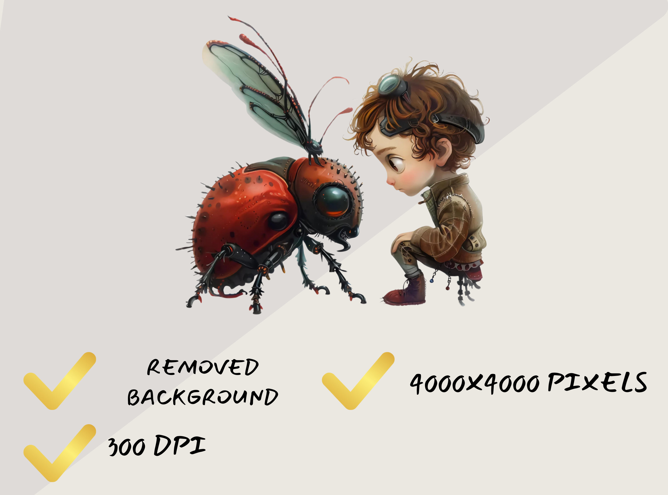 Whimsical Boy Clipart, Boy and Bug Png, Friends Forever Png, Sad Boys ...