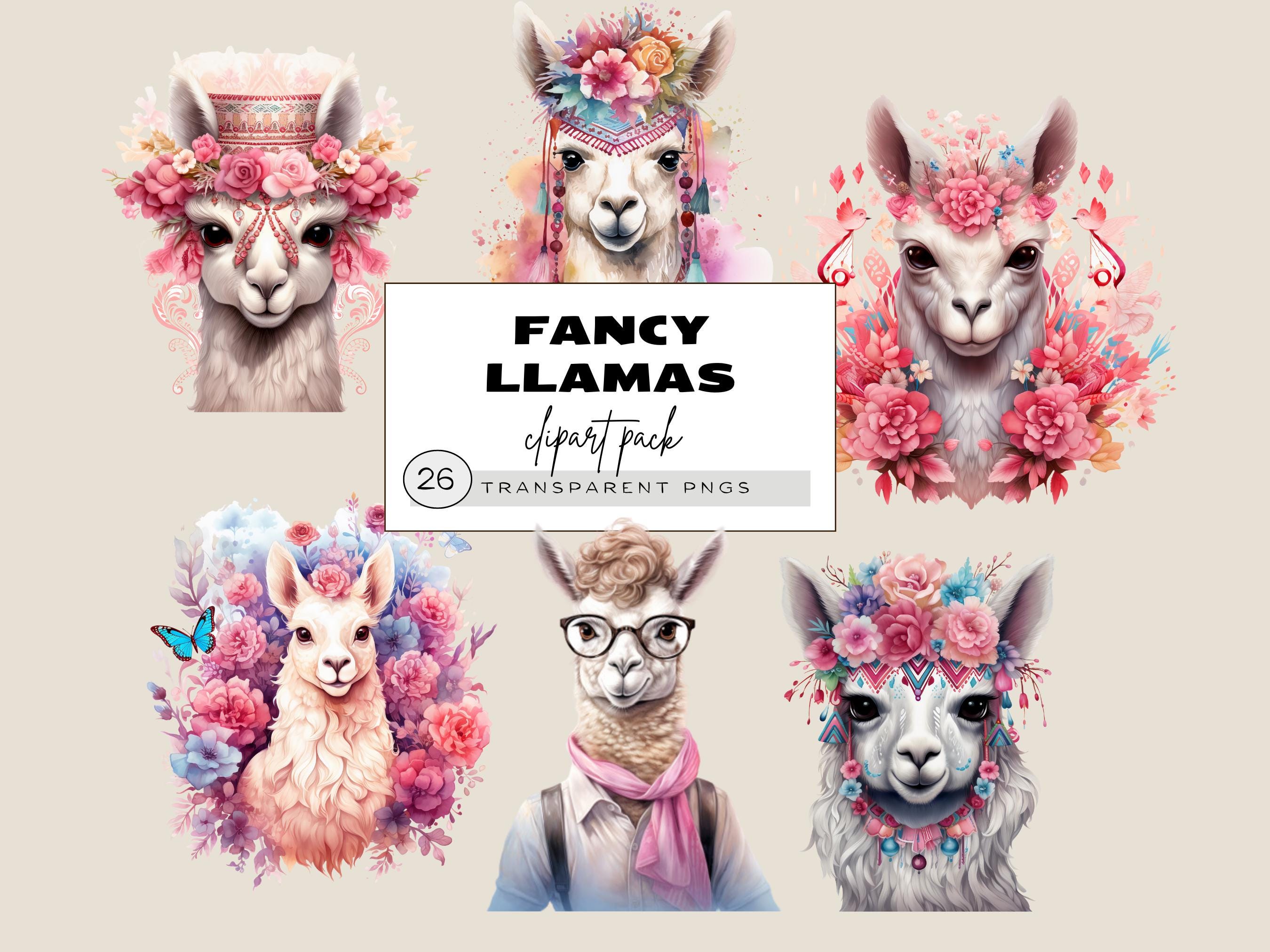 Watercolor Llama Bundle Clipart, Watercolor Llama Png, Watercolor ...