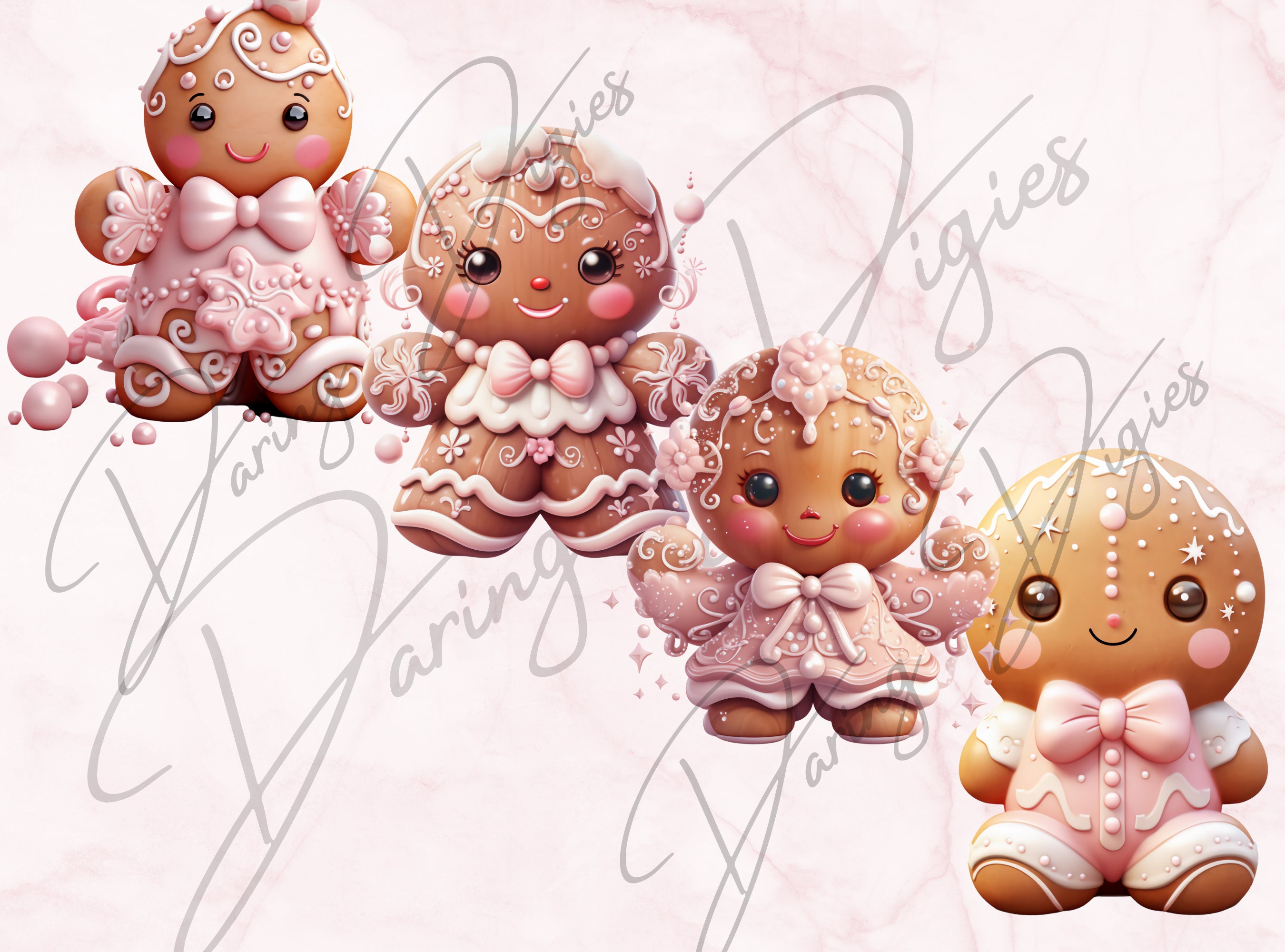 Pastel Gingerbread Clipart, Cute Limited Edition of Pastel Pink ...