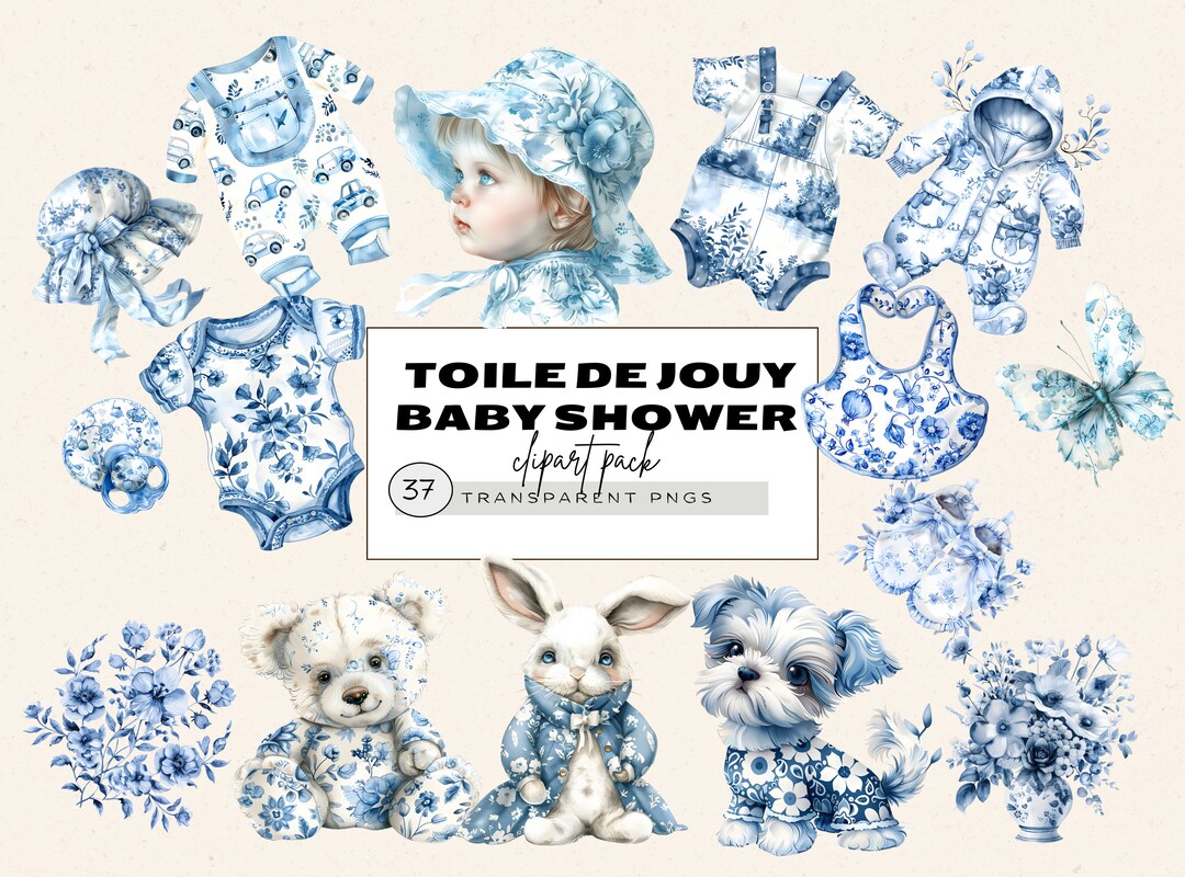 Blue Toile Baby Shower Clipart, Invite, Toile De Jouy Baby Shower ...