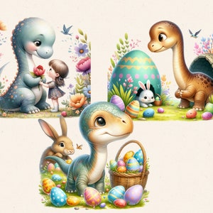 Watercolor Baby Dinosaur Clipart, Easter Dinosaur Clipart, Girly ...