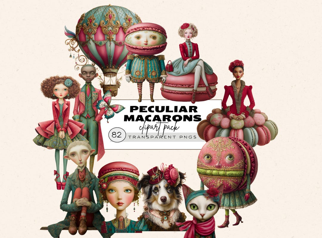 Peculiar People Clipart, Macaron People Clipart, Whimsical Characters ...
