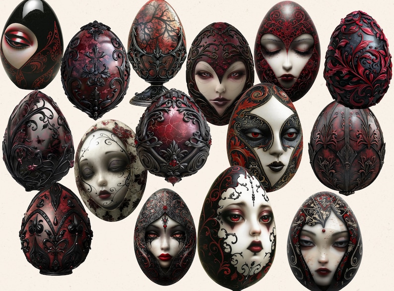 Gothic Eggs Clipart, Gothic Doll Clipart, Gothic Easter Png, Gothic ...