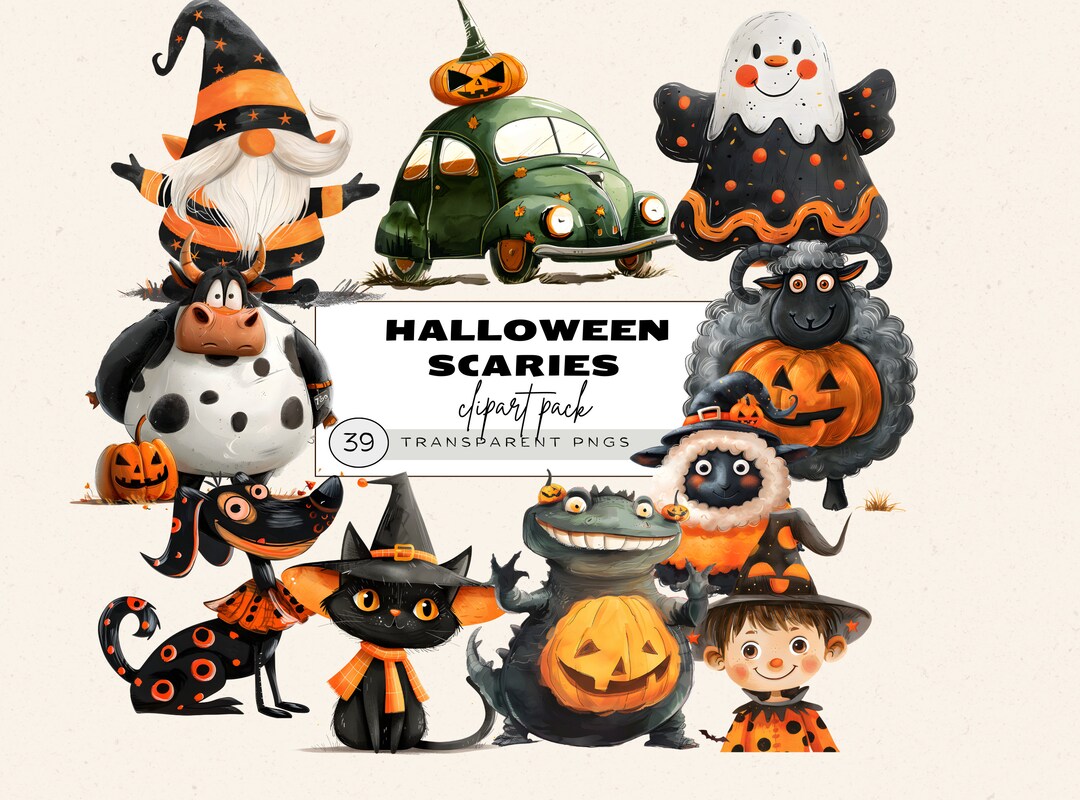 Halloween Dogs Clipart, Spooky Halloween Characters, Scary Faces ...