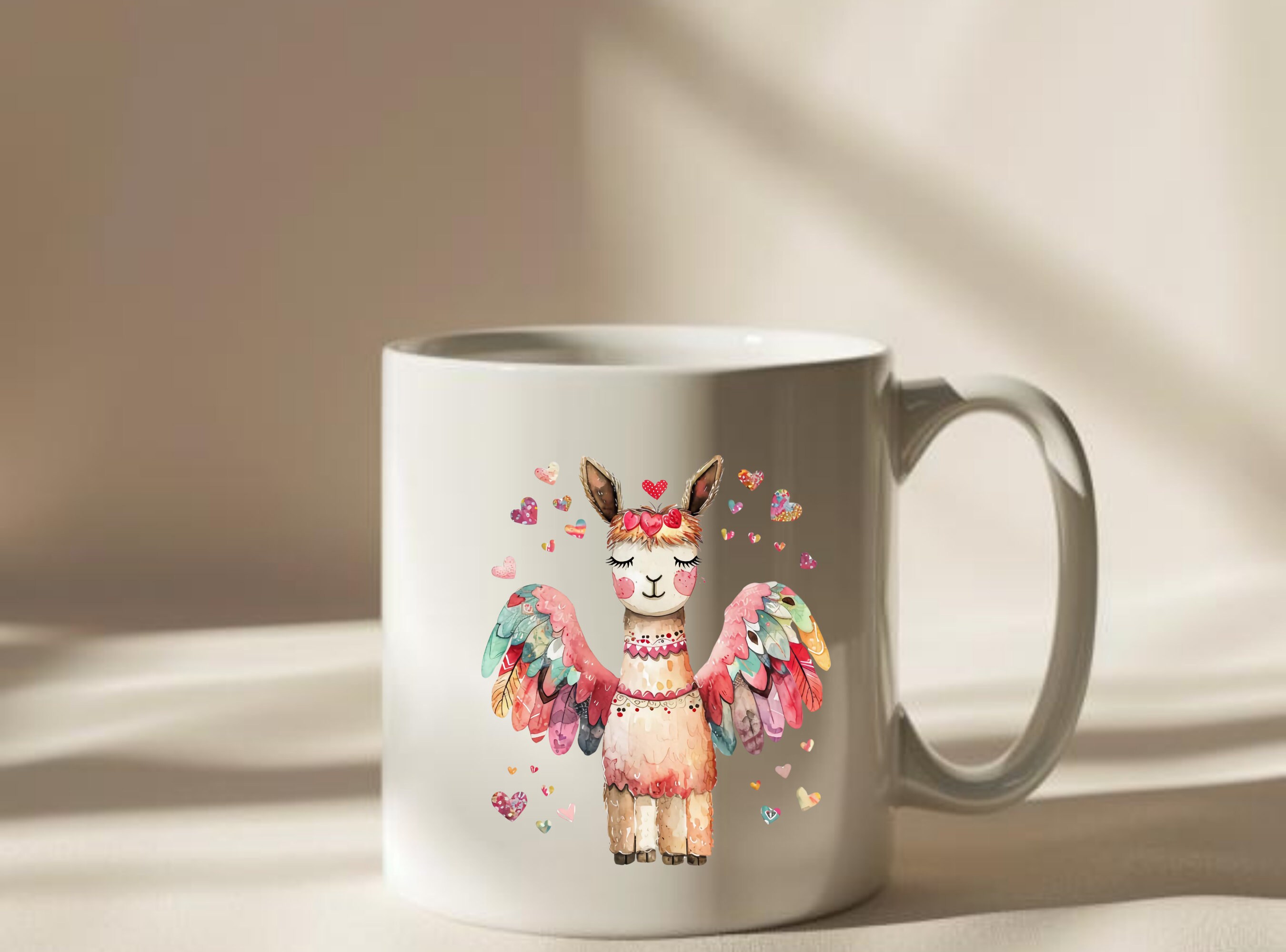 Valentine Llama Png, Llama Birthday Png, Llama Mug Png, Watercolor ...