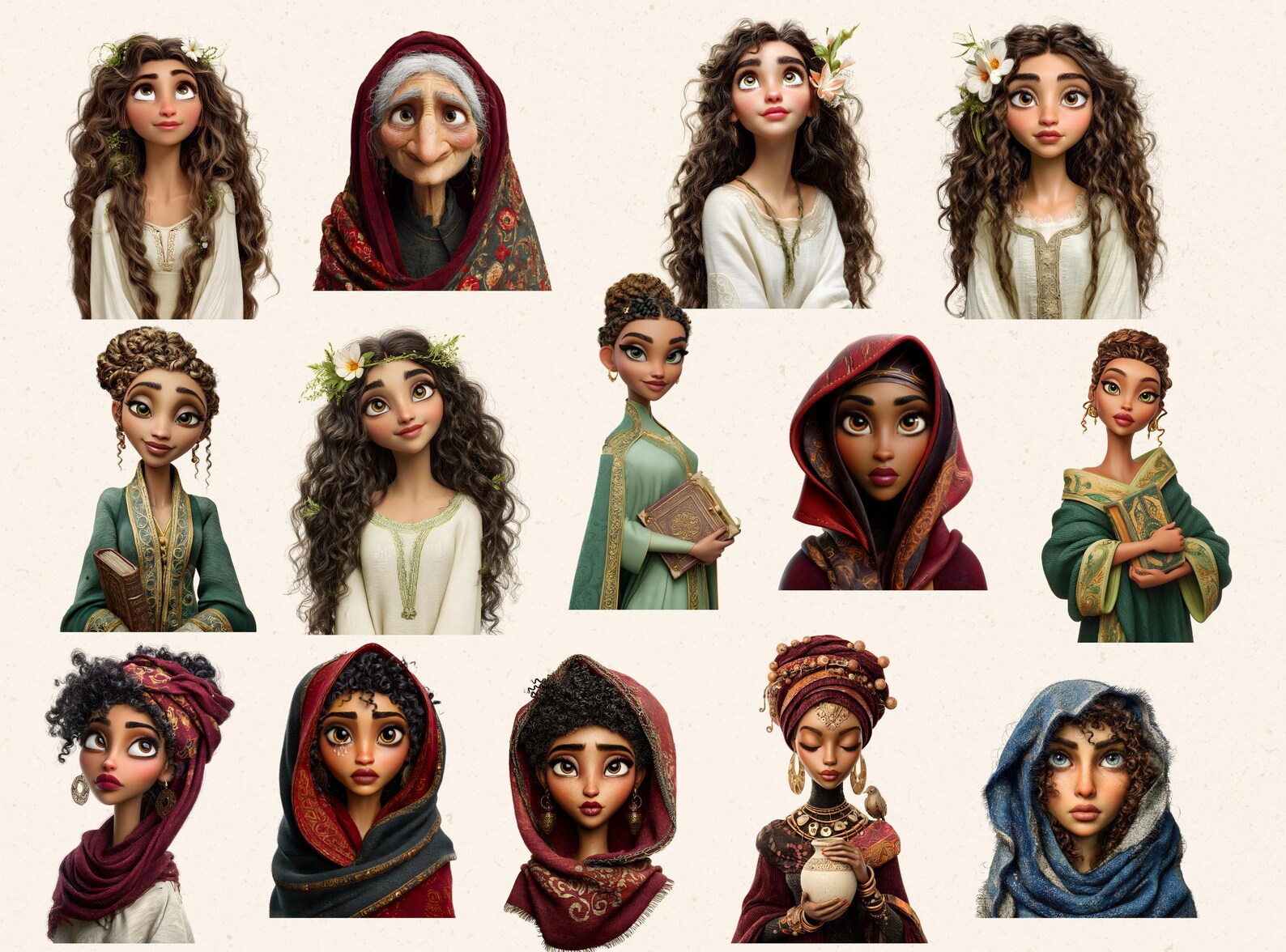 New Testament Bible Character Clipart, Bible Stories Clipart, Women of ...