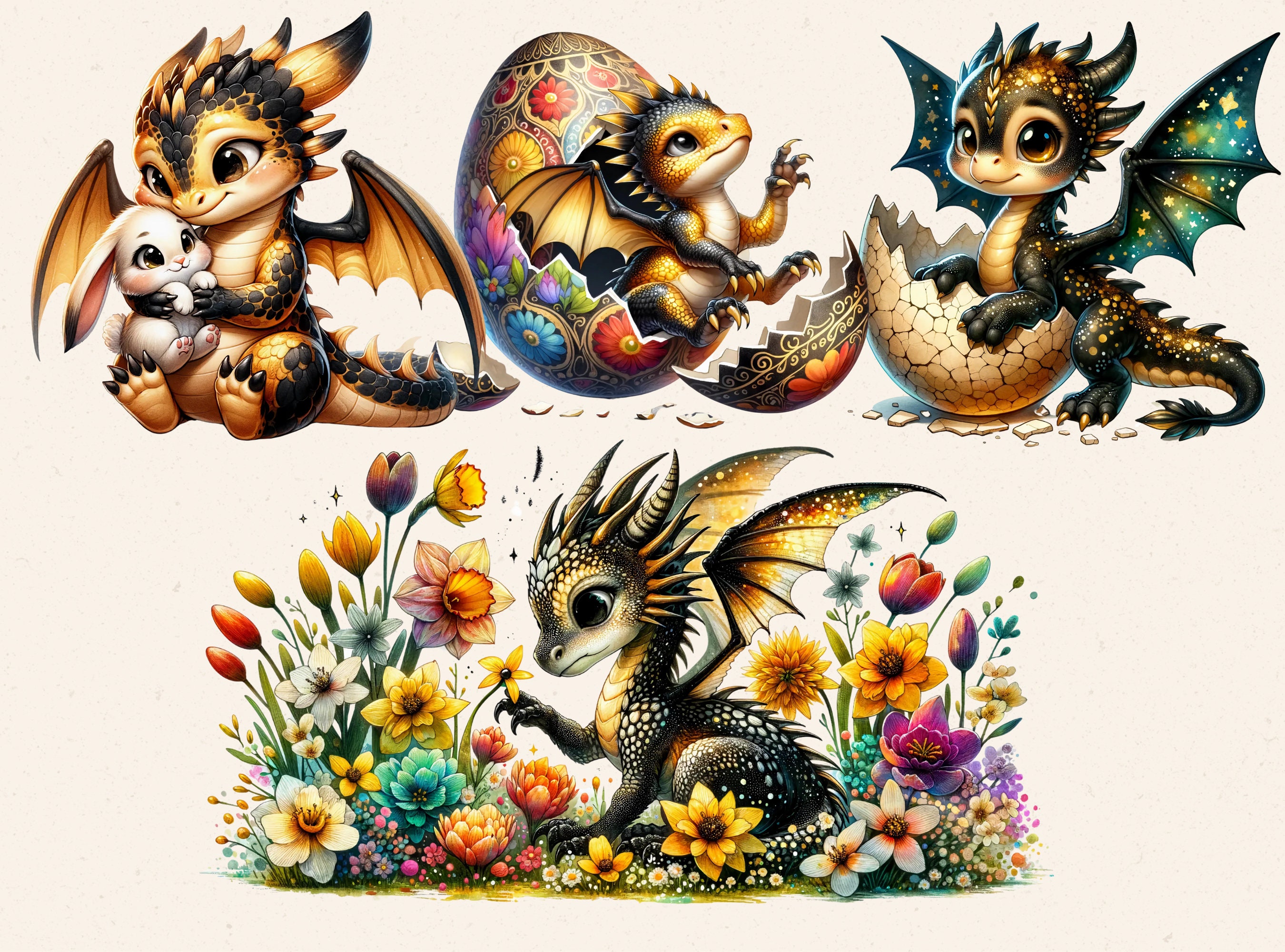 Dragon Egg Clipart, Dragon Clipart for T-shirts, Easter Characters ...