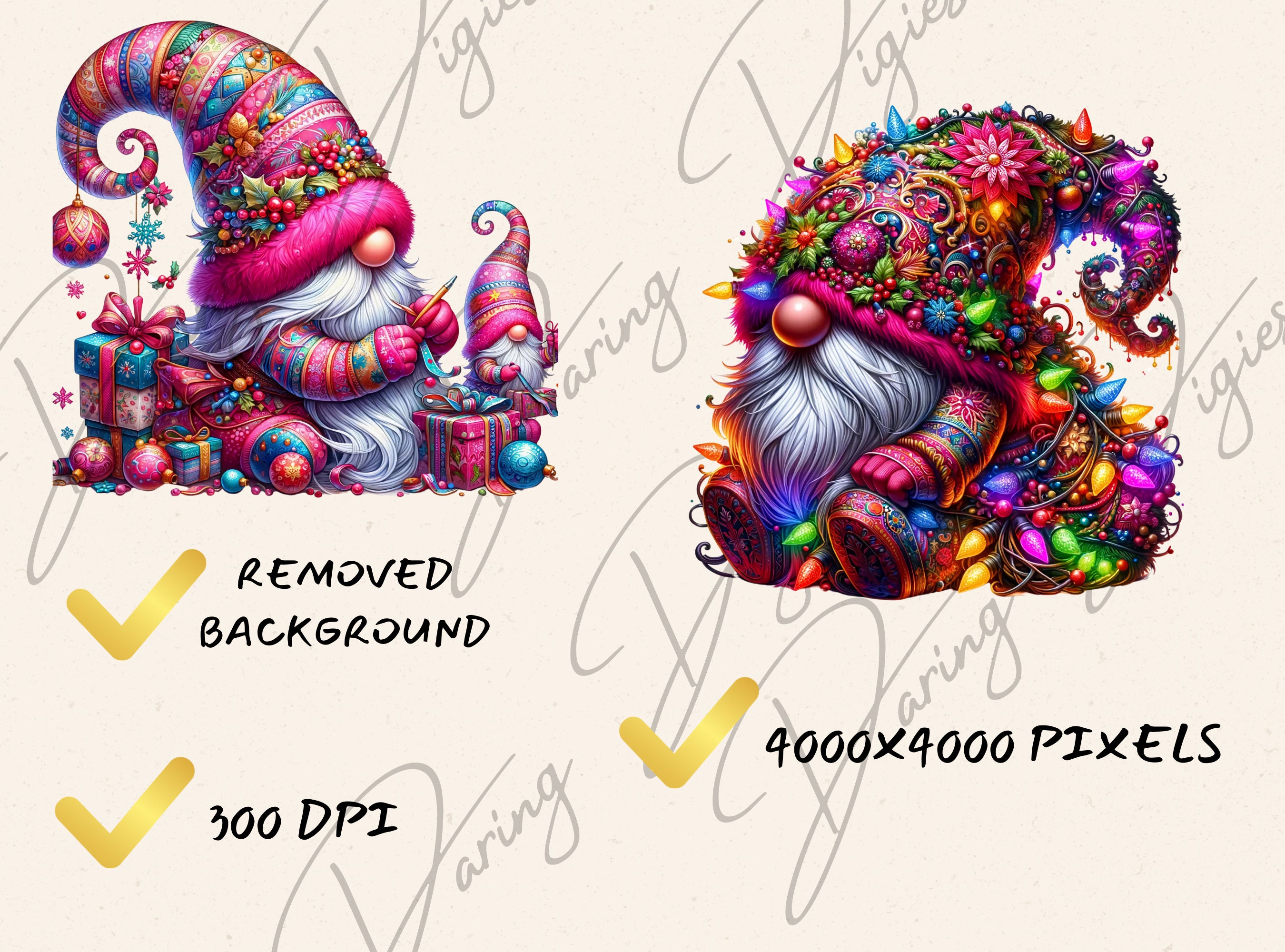 Pastel Christmas Gnomes Clipart, Whimsical Pastel Yuletide Gnomes ...