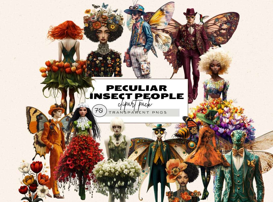 Peculiar People Clipart, Insect People Clipart, Floral Characters ...