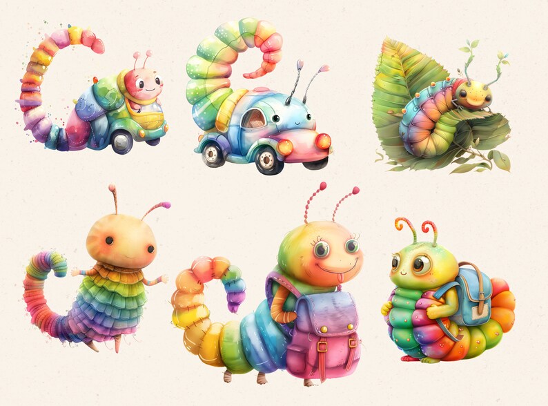 Watercolor Caterpillar Clipart, Caterpillar Clip Art, Insects Clipart ...