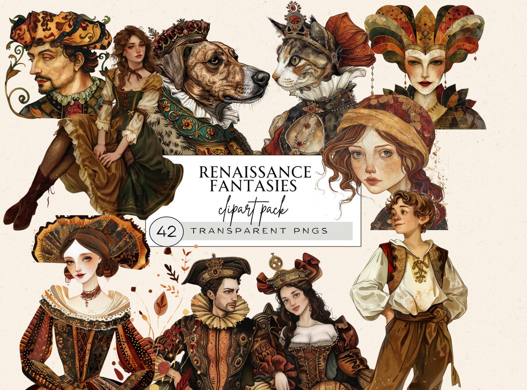 Renaissance Clipart, Whimsical Renaissance Png, Kings and Queens ...