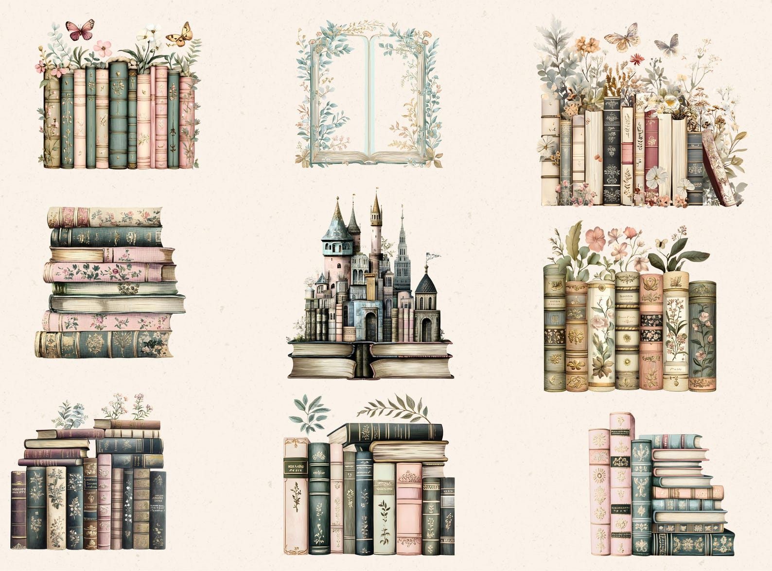 Book Border Clipart, Regency Era Clipart, Book Border Png, Regency Book ...