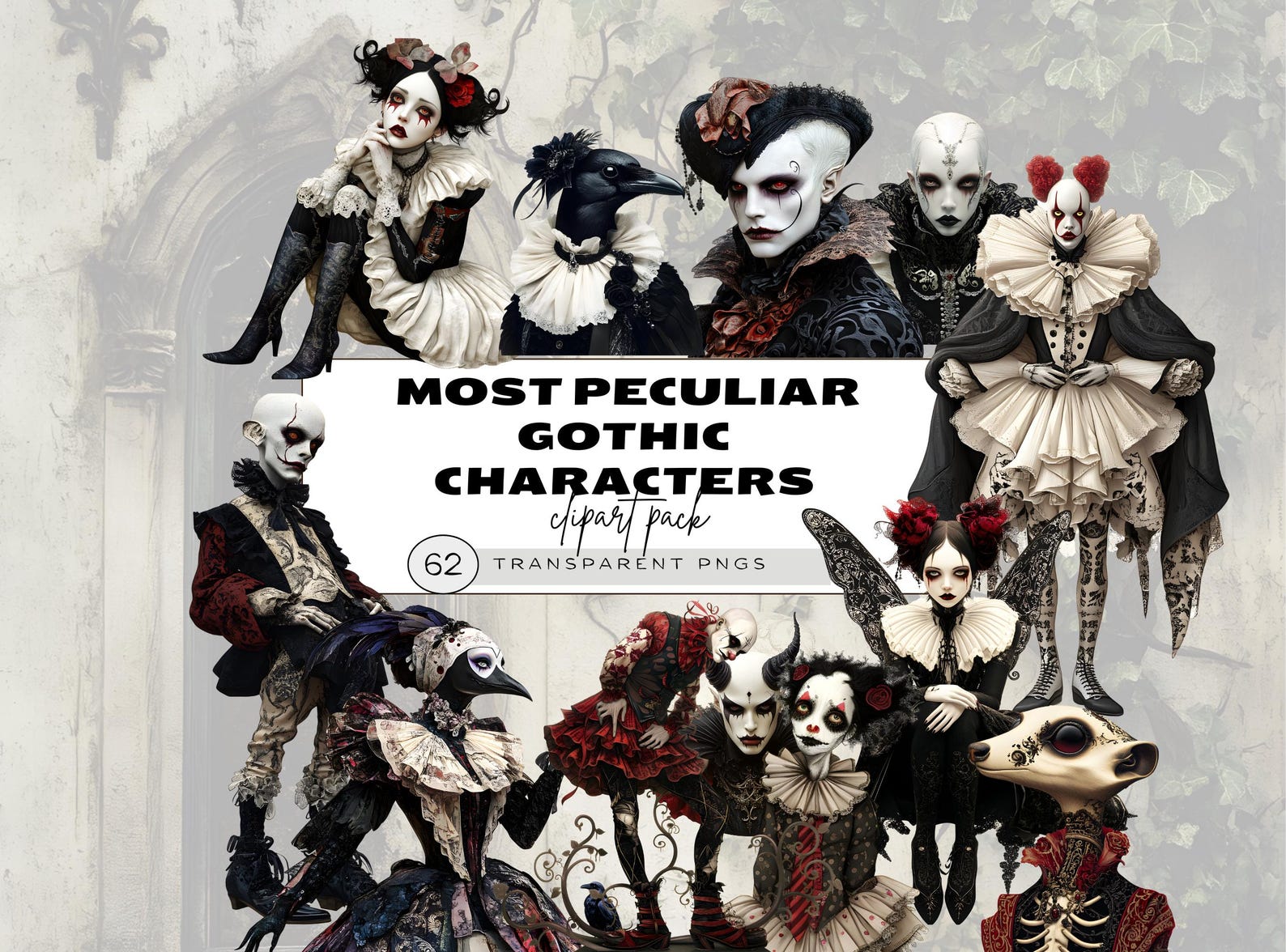 Peculiar People Clipart, Quirky People Clipart, Gothic Doll Clipart ...