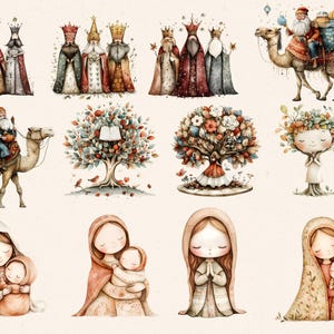 Nativity Scene Watercolor Clipart, Biblical Characters Clipart, Moses ...