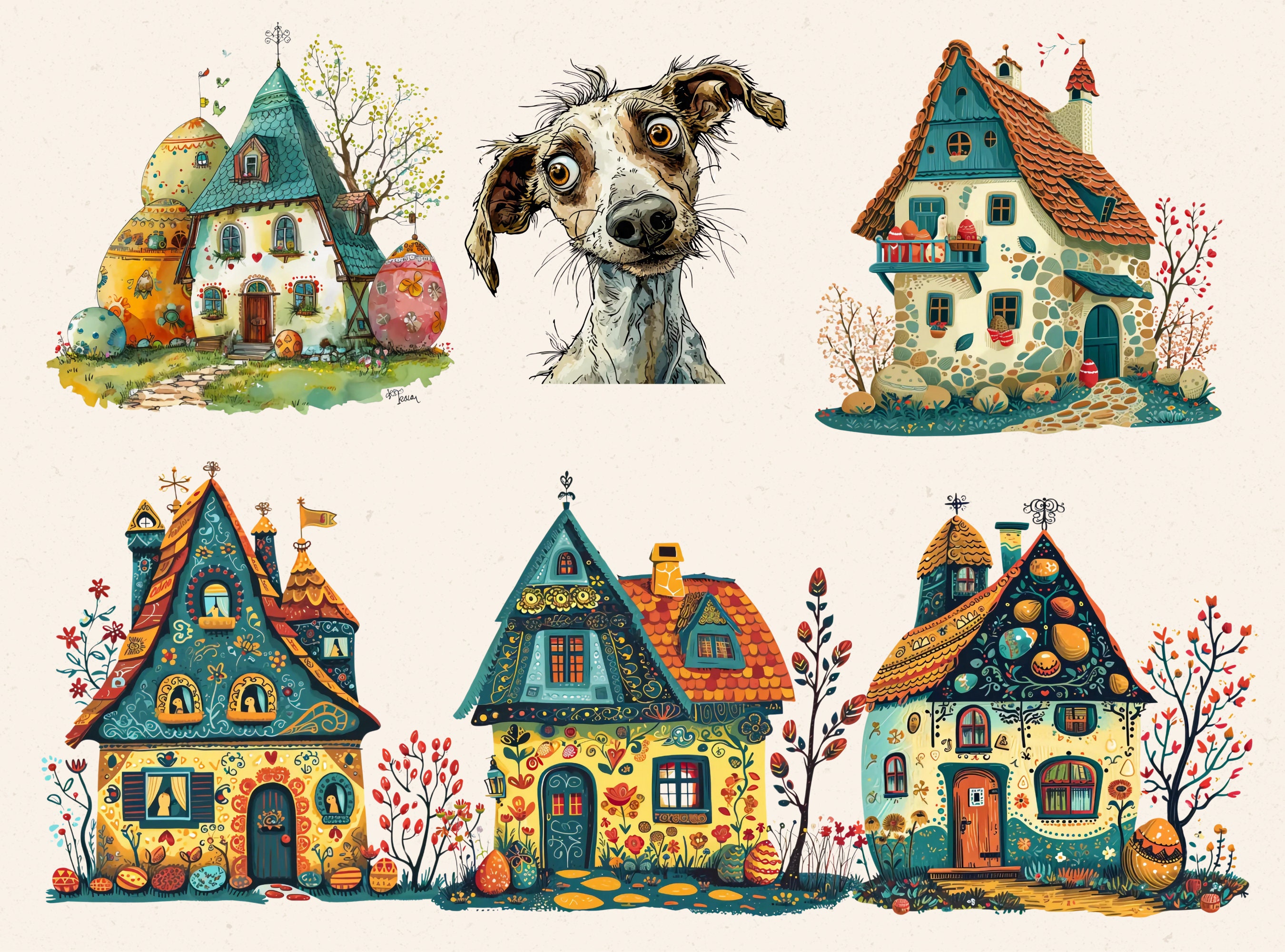 April Easter Clipart, Village House Clipart, Funny Easter Png, Easter ...