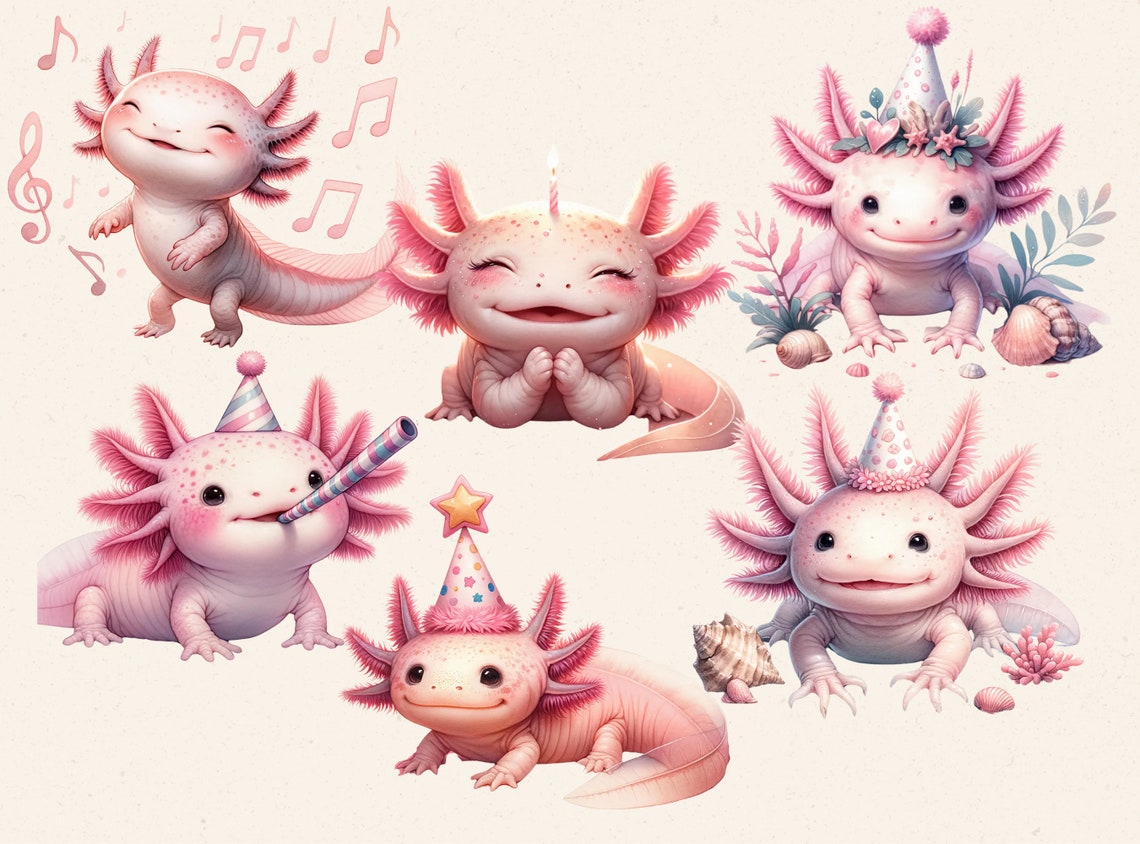 Axolotl Birthday Png, Axolotl Shirt Png, Cute Axolotl Png, Pink Axolotl ...