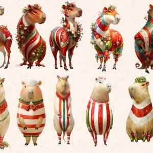 Cute Capybara Clipart Bundle, Christmas Capybara, Funny Capybara ...
