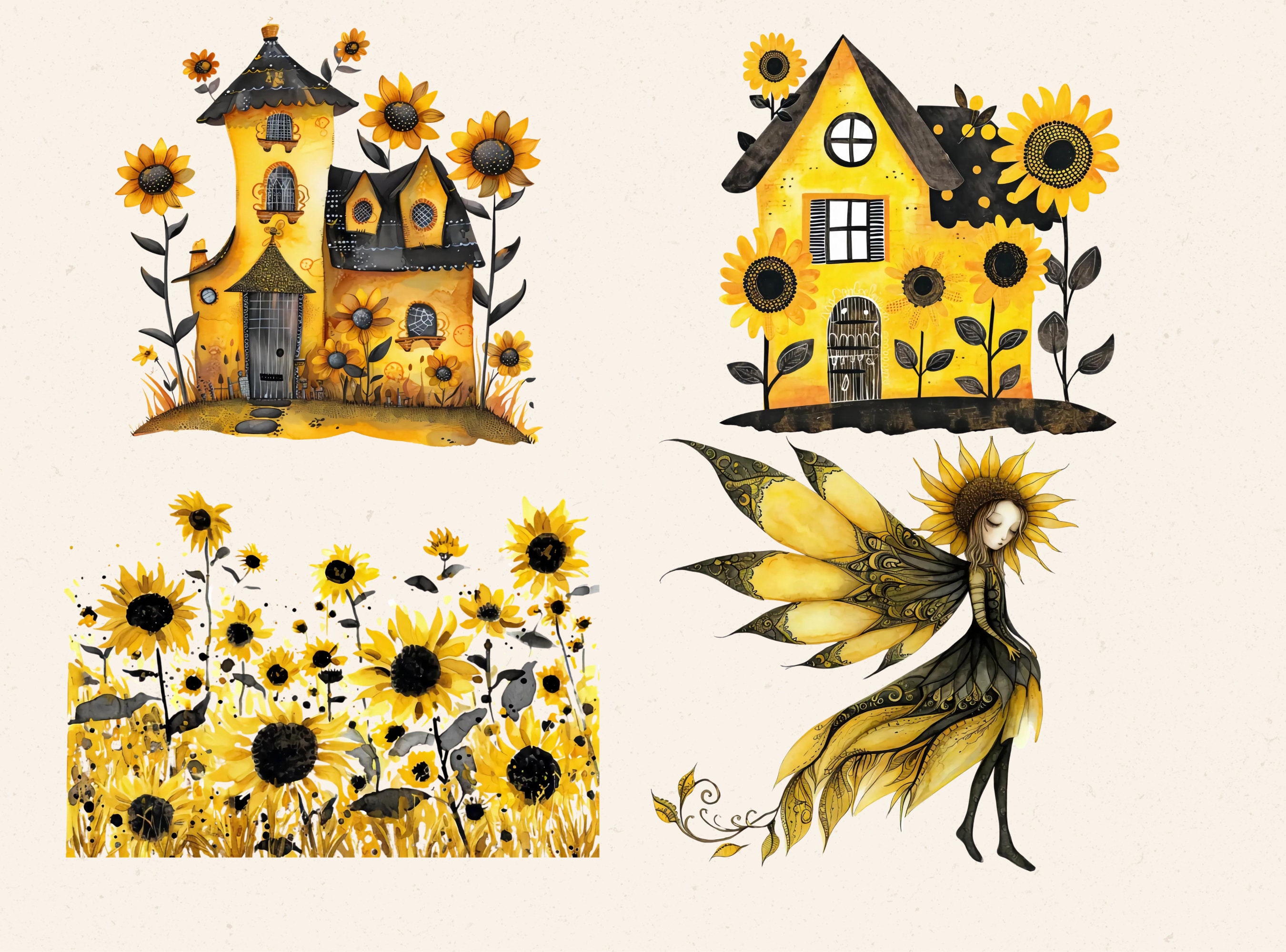 Magical Flower Fairy Garden Clipart, Sunflower Fairy Png, Sunflower ...