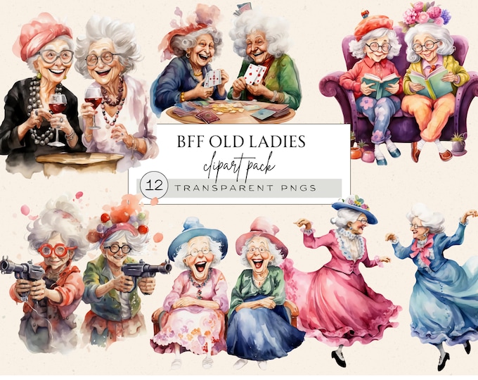 Grandmother Chibi, Best Friends Old Ladies Clipart, Besties Clipart ...
