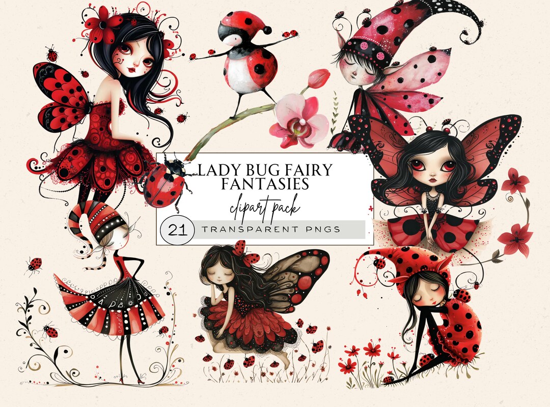 Lady Bug Clipart, Clipart Whimsical Girl Fairy, Enchanted Fairies ...