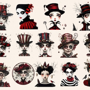 Goth Christmas Clipart, Christmas Characters Clipart Bundle, Surreal ...