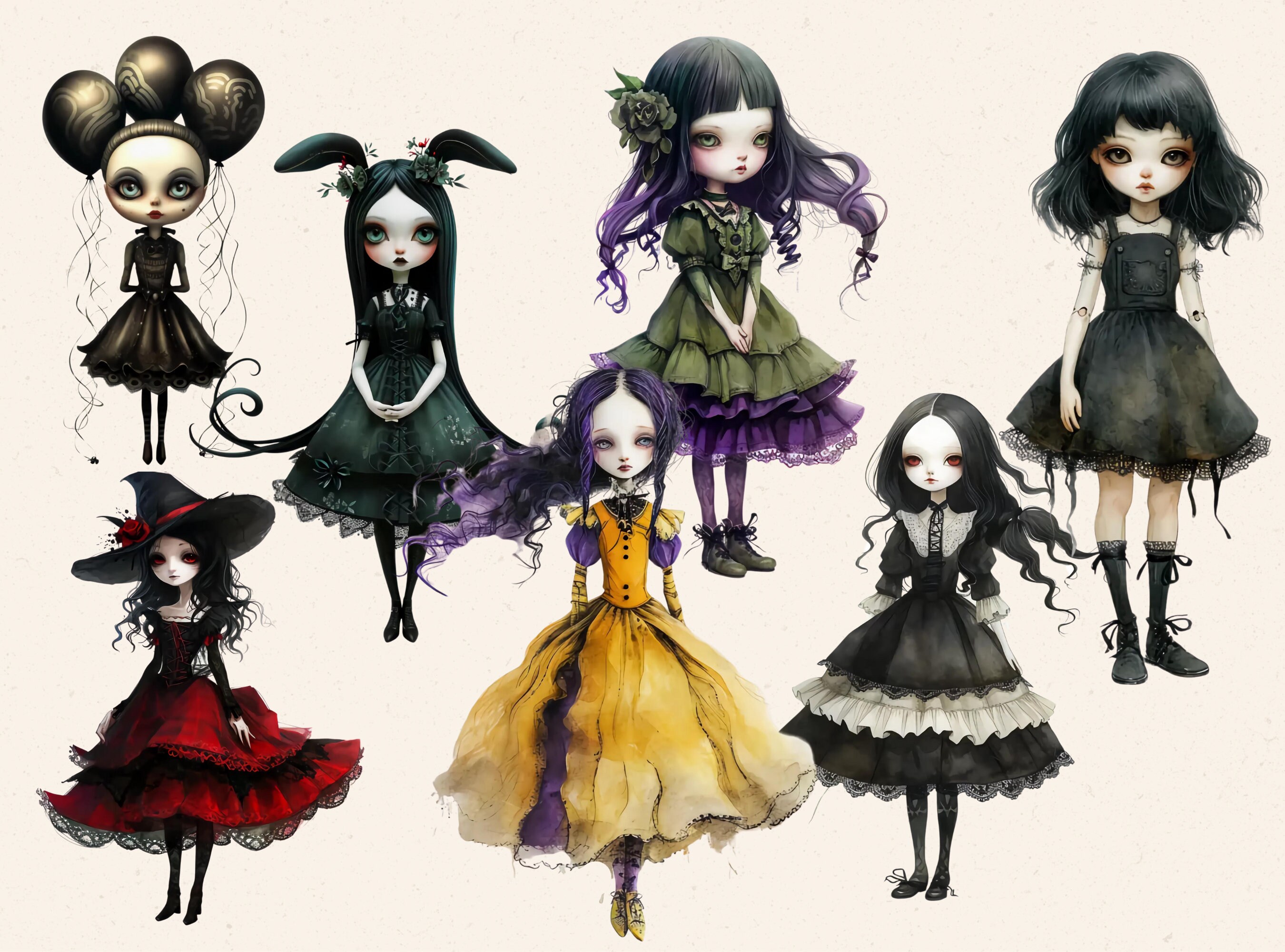 Gothic Princess Clipart, Gothic Girls Clipart, Gothic Dolls Png, Goth ...