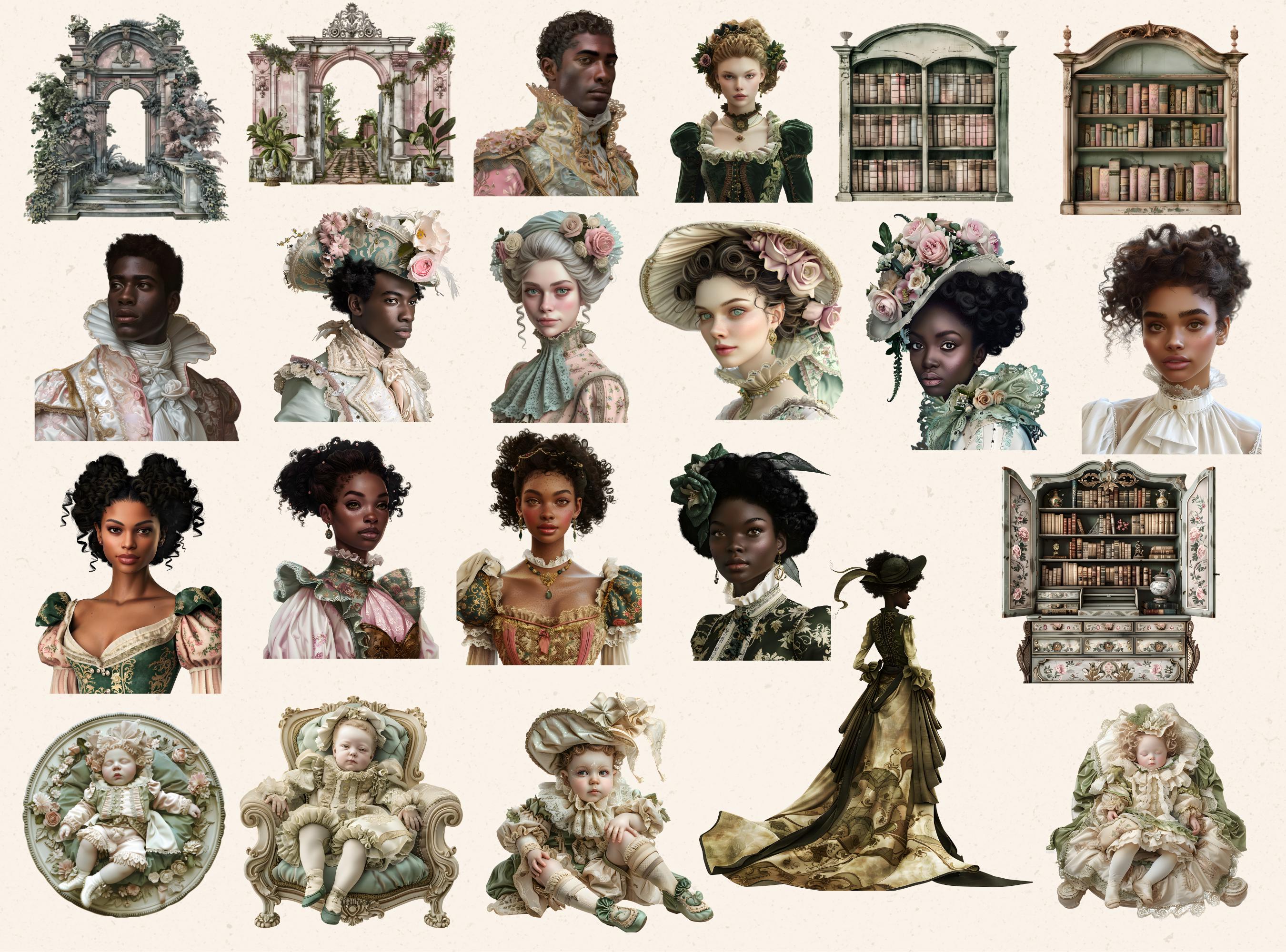 Regency Era Clipart, Regency Clipart, Junk Journal Kit Black Girl ...