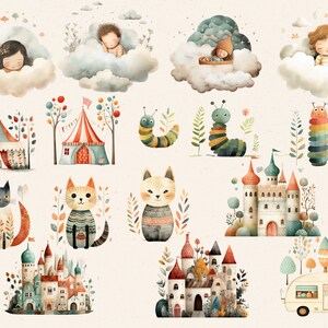Boho Doodle Clipart, Boho Baby Watercolor Clipart, Nursery Animal Clip ...