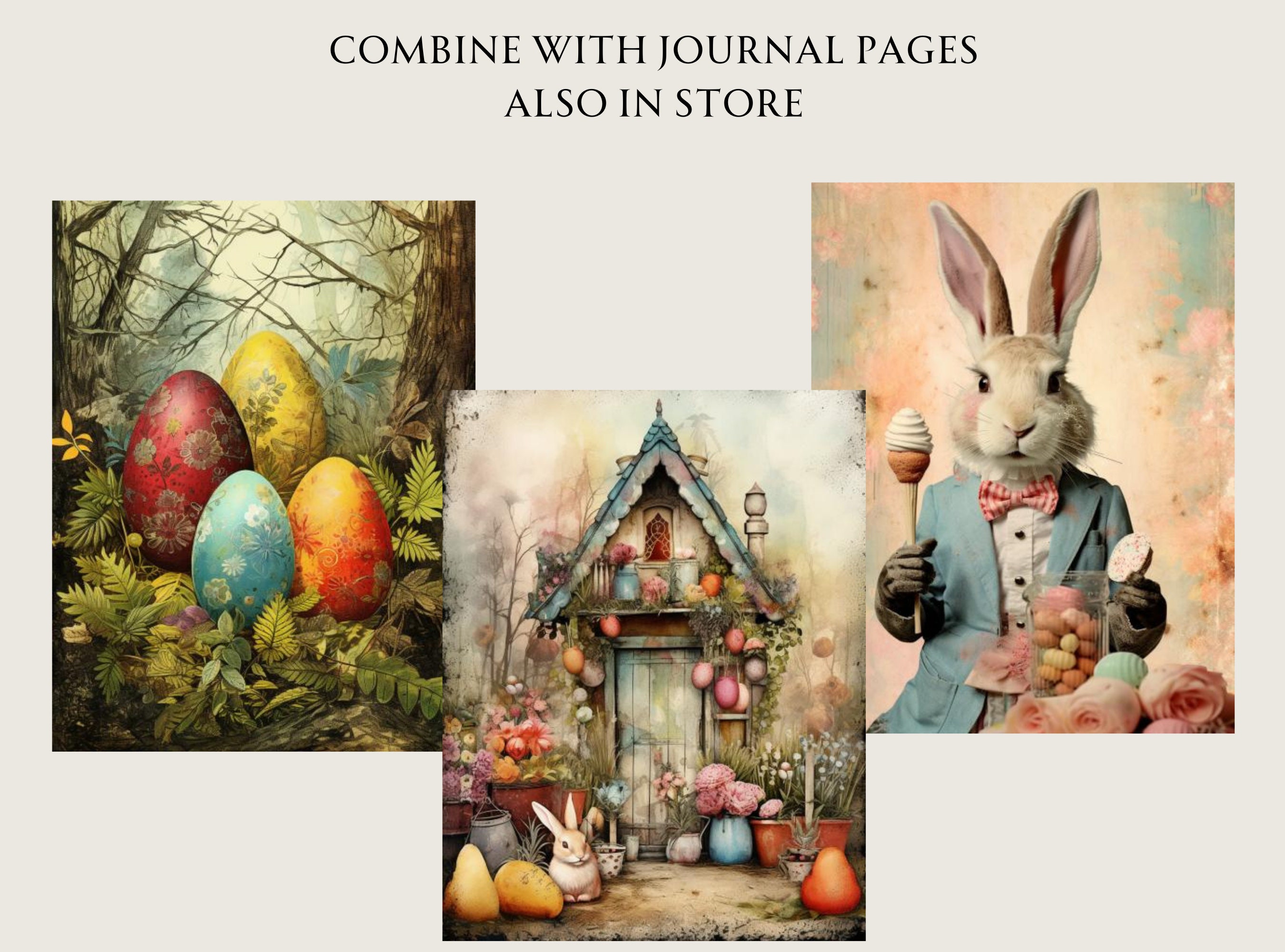 Surreal Clipart, Vintage Easter Bunny Clipart, Whimsical Easter Clipart ...