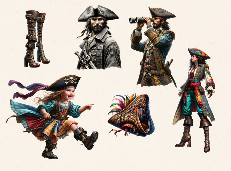 Pirate Birthday Clipart, Realistic Pirates, Woman Pirate, Bucaneer ...