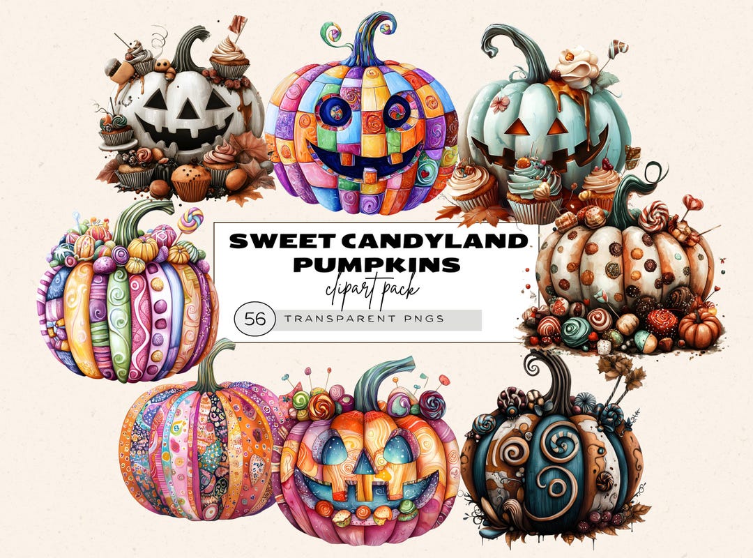 Candyland Clipart, Candyland Halloween Pumpkins, Sweet Pumpkins Clipart ...