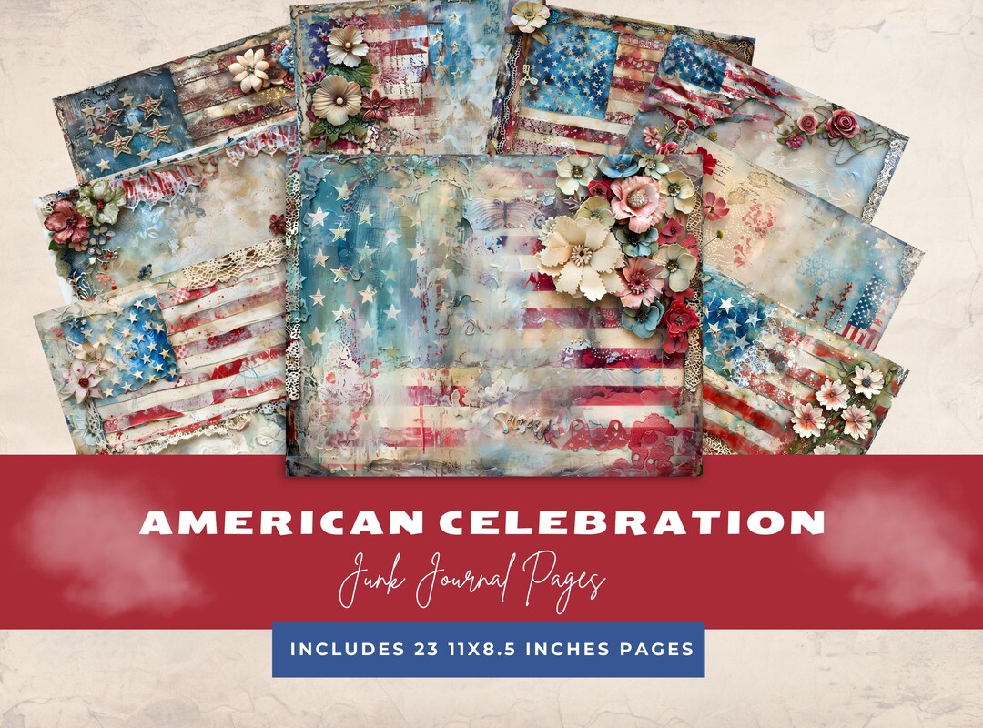 4th of July Junk Journal Kit, American Celebration, US Flag Junk ...