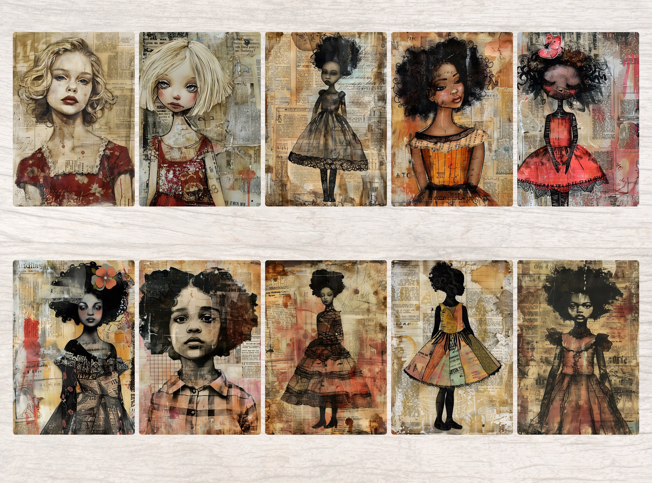 Whimsical Girls Junk Journal Pages, Junk Journal Paper Outpost ...