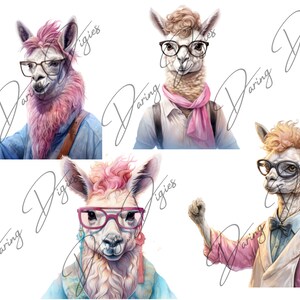 Watercolor Llama Bundle Clipart, Watercolor Llama Png, Watercolor ...