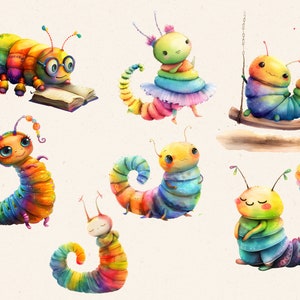 Watercolor Caterpillar Clipart, Caterpillar Clip Art, Insects Clipart ...