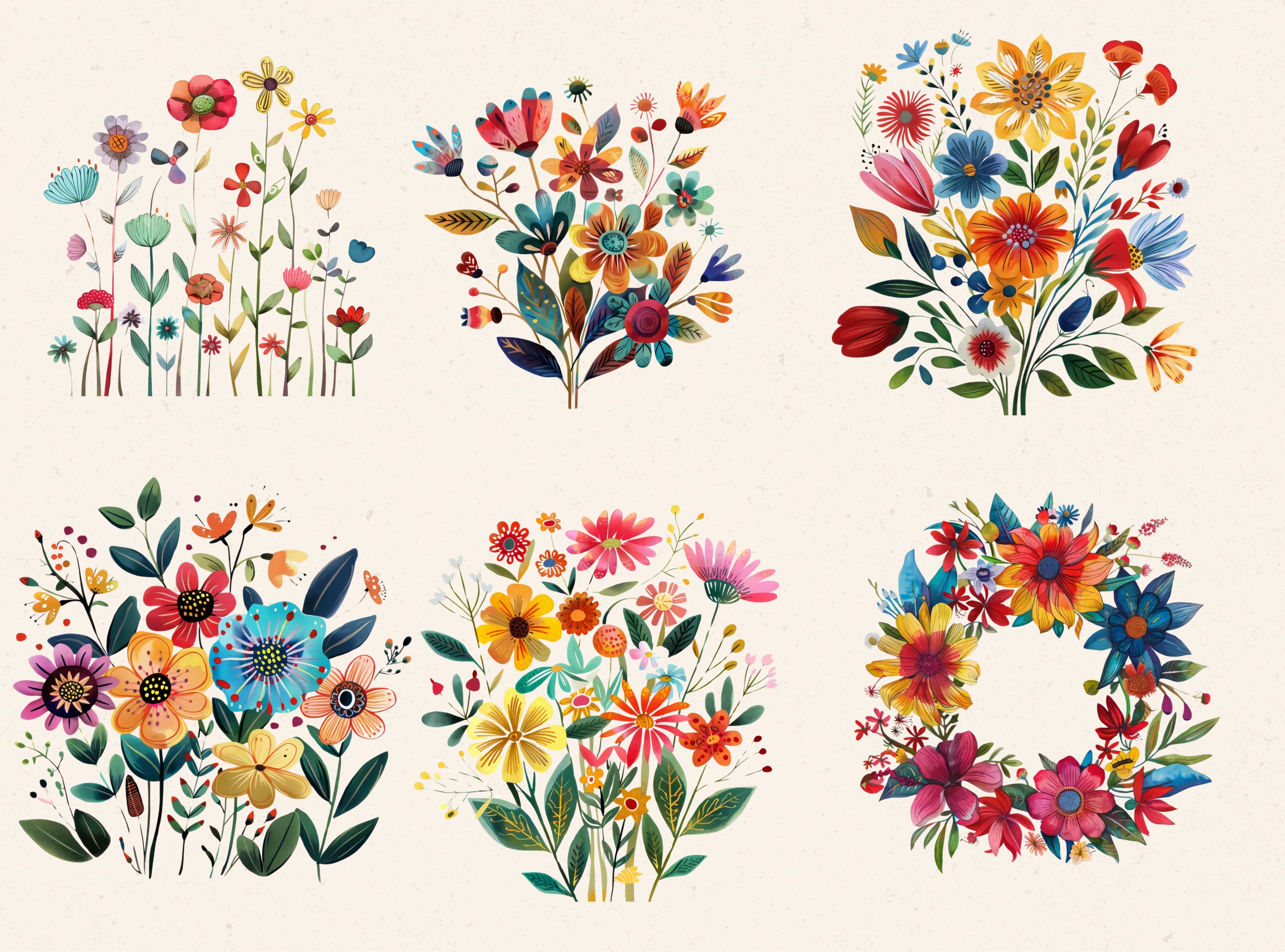 Watercolor Floral Border Clipart Bundle, Wild Flowers Border Clipart ...