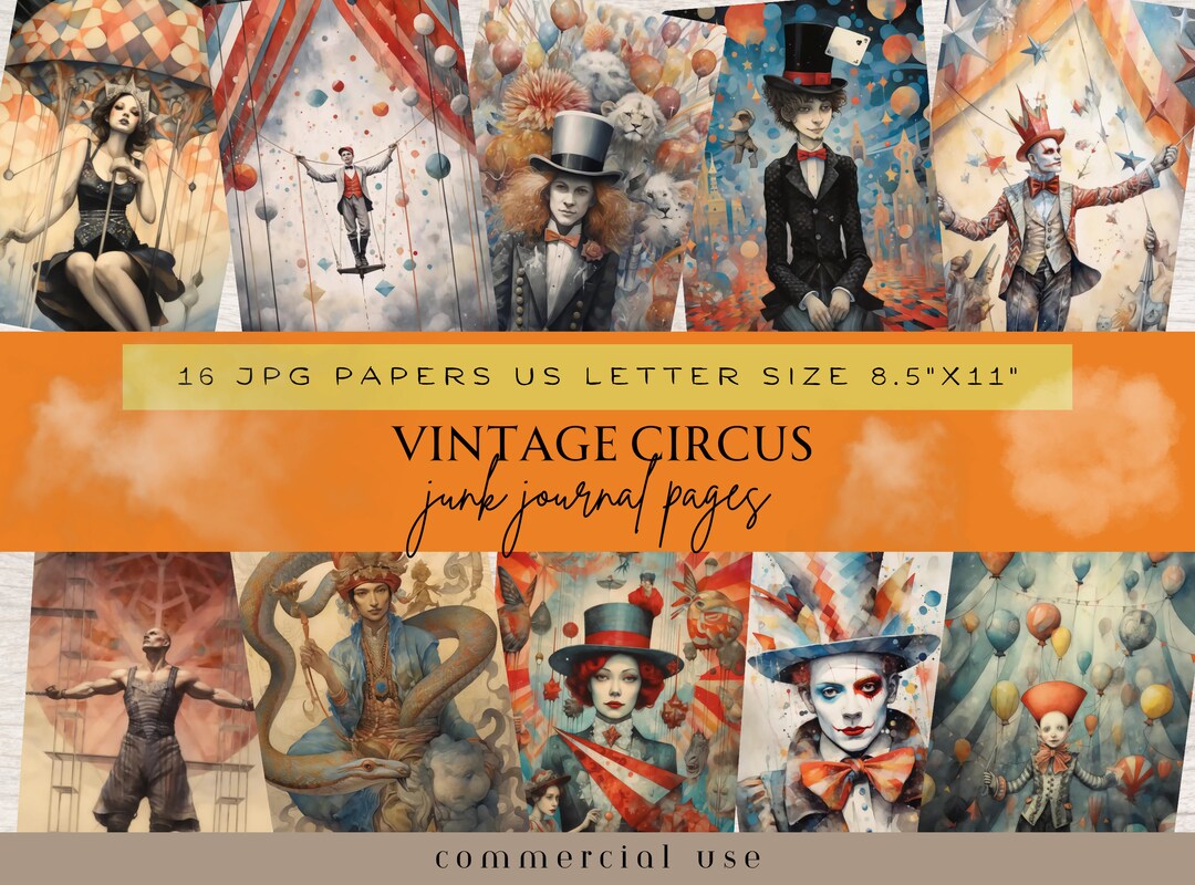 Circus Junk Journal Pages, Circus Journal Kit, Circus Ephemera, Circus ...