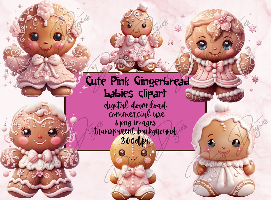 Pastel Gingerbread Clipart, Cute Limited Edition of Pastel Pink ...