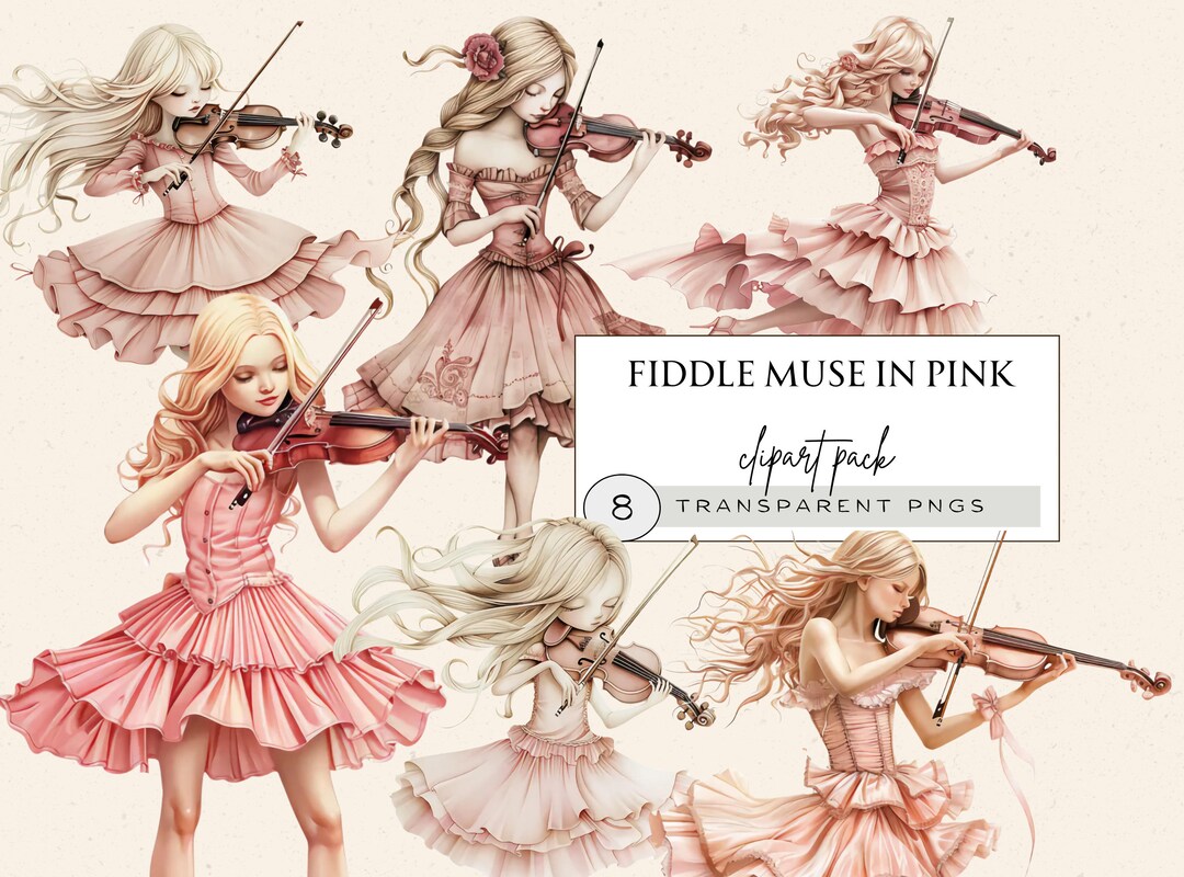 Fiddle Png, Musician Clipart, Pink Girl Playing the Violin, Violin Girl ...