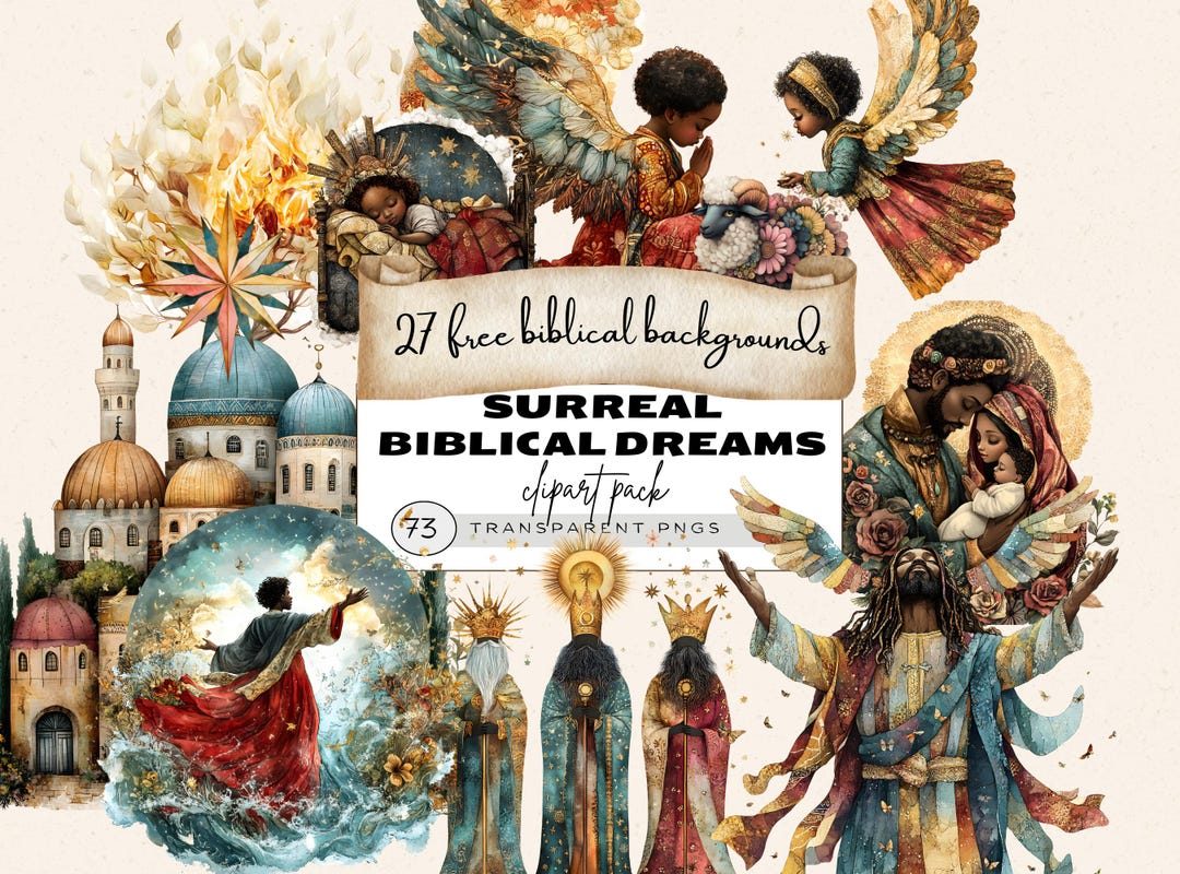 Nativity Scene Watercolor Clipart, Biblical Characters Clipart, African American Nativity ...