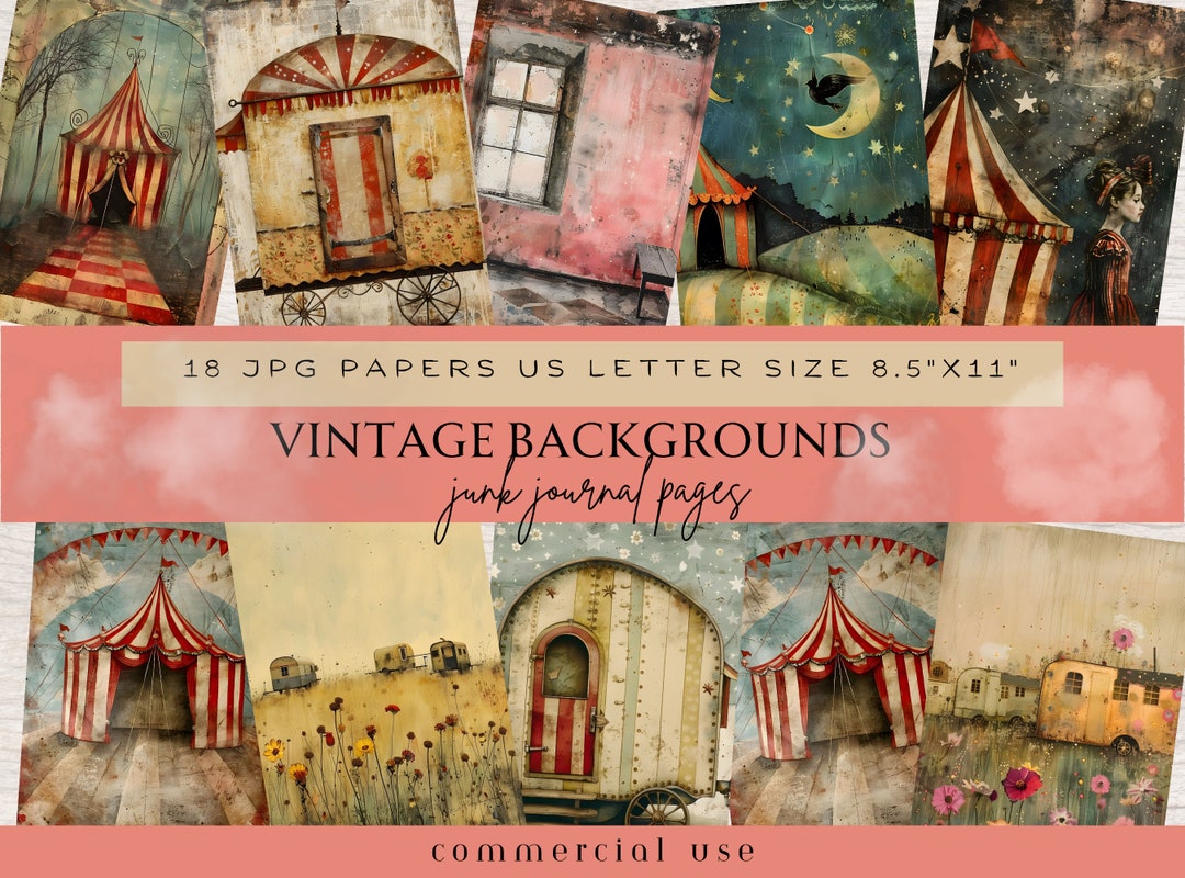 Circus Junk Journal, Circus Pages, Circus Digital Paper, Circus Digital ...