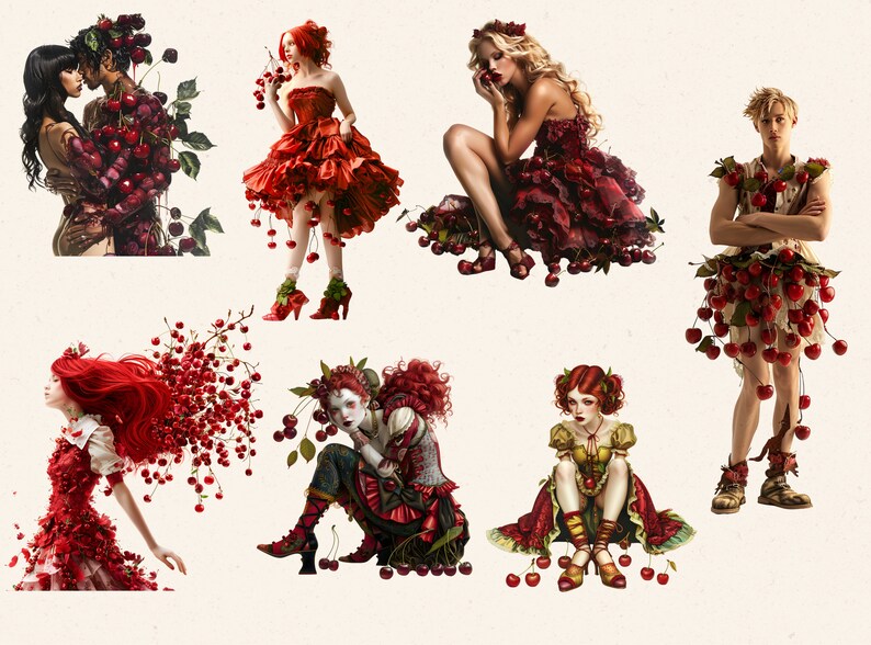 Cherry People Clipart, Surreal Cherry Characters, Peculiar People ...