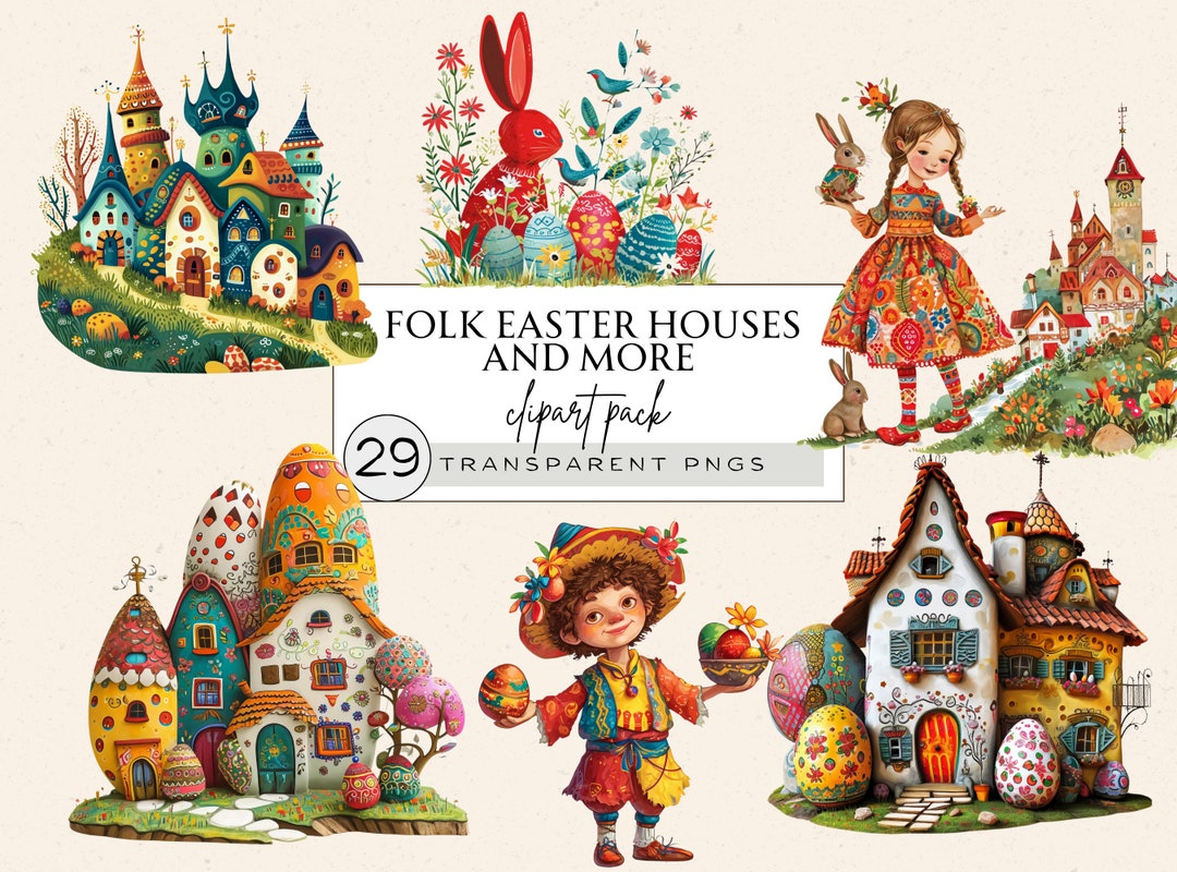 April Easter Clipart, Village House Clipart, Funny Easter Png, Easter ...