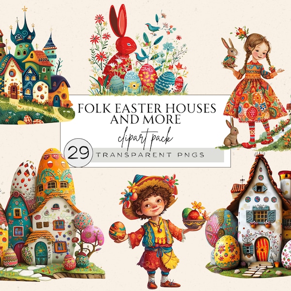Folk Art House Clipart - Etsy