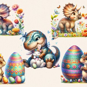 Watercolor Baby Dinosaur Clipart, Easter Dinosaur Clipart, Girly ...
