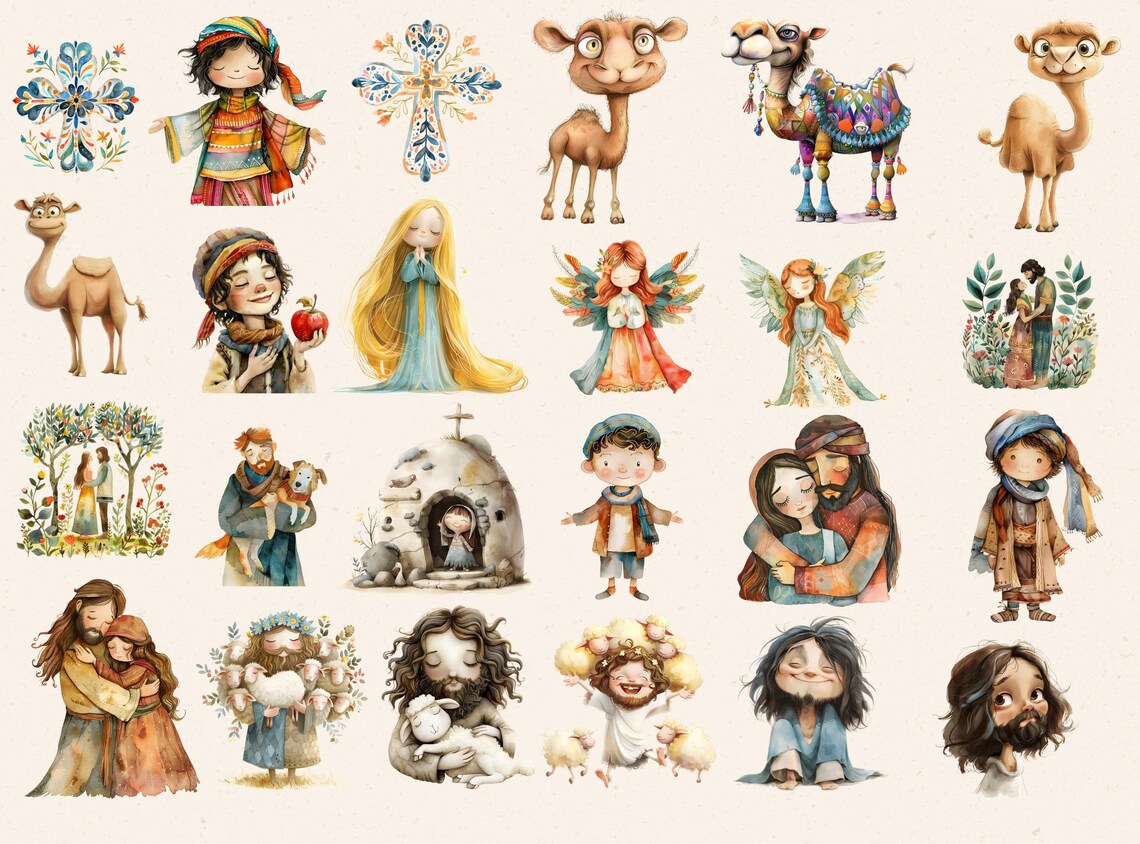 Bible Story Clipart Bundle, Biblical Characters Clipart, Bible ...
