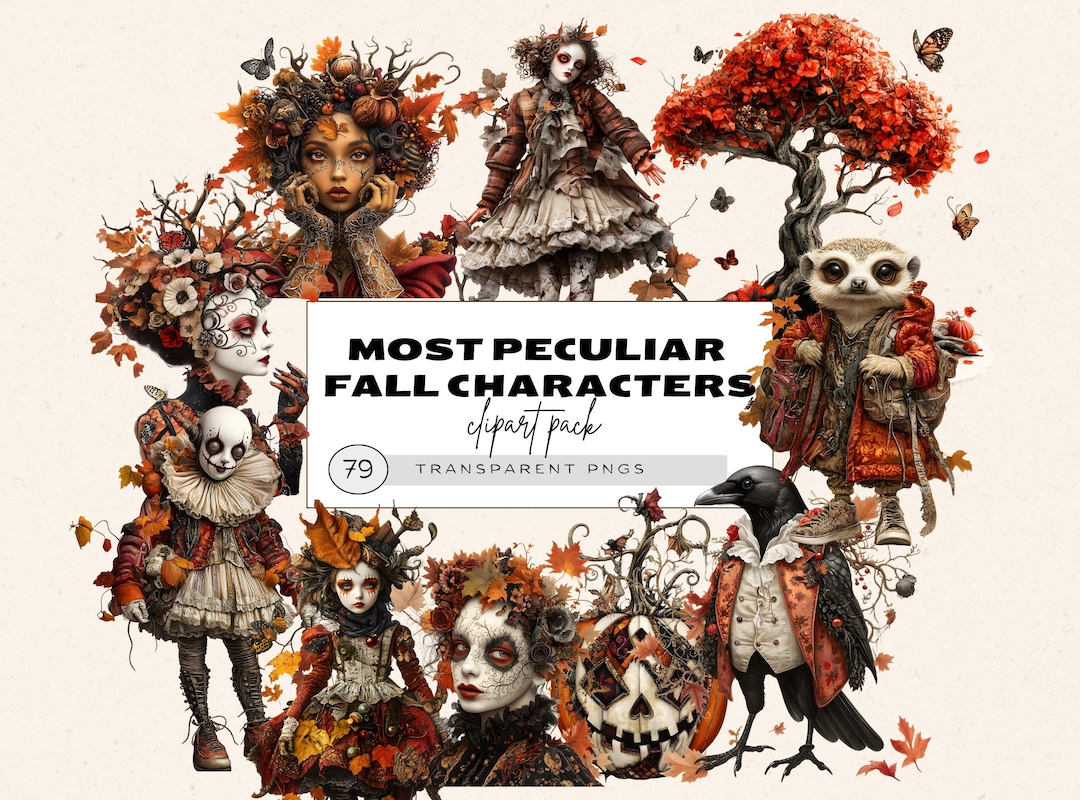 Peculiar People Clipart, Surreal Halloween Clipart, Peculiar Fall ...