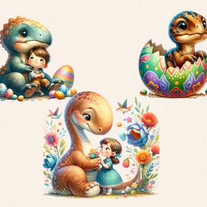 Watercolor Baby Dinosaur Clipart, Easter Dinosaur Clipart, Girly ...