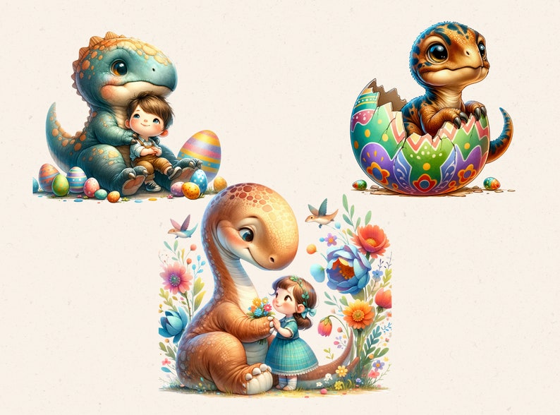 Watercolor Baby Dinosaur Clipart, Easter Dinosaur Clipart, Girly ...